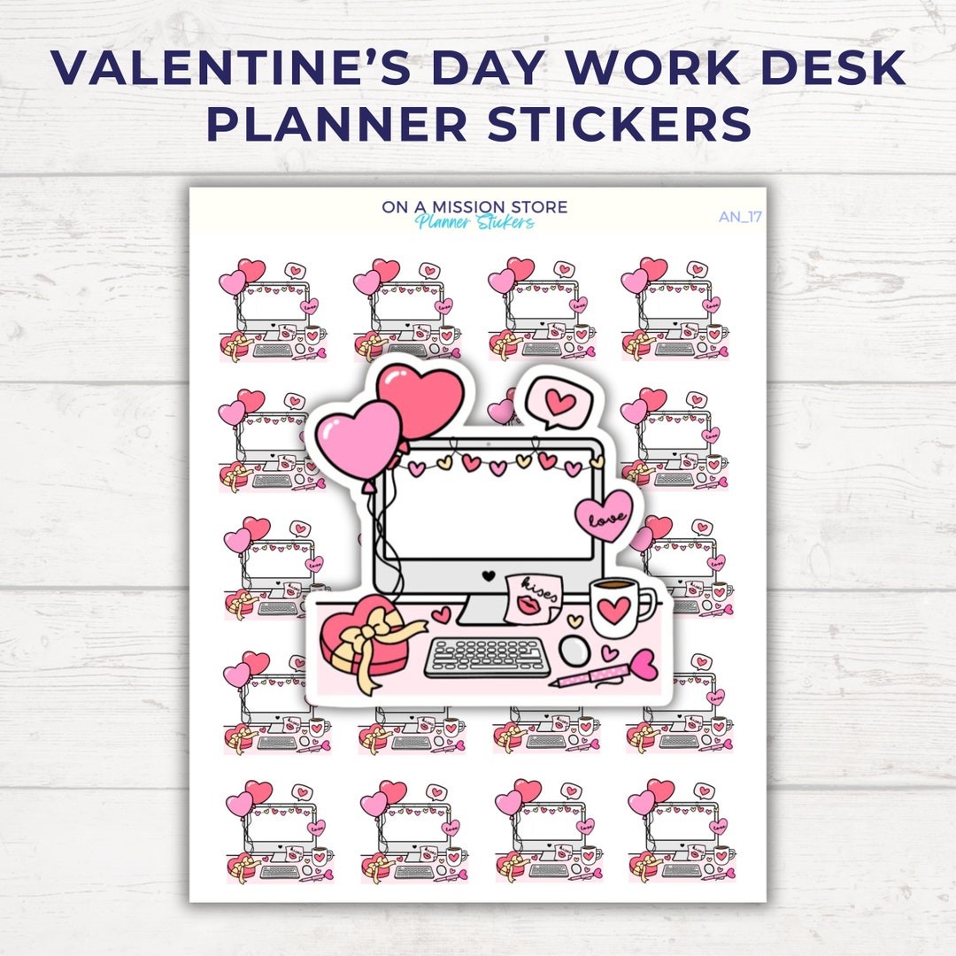 Valentine's Day Work Desk Planner Stickers, Computer Stickers, Office ...