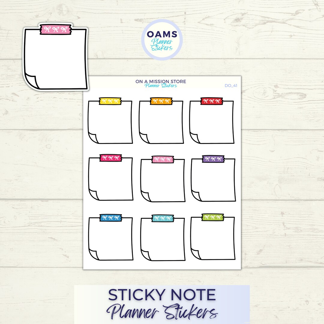 Sticky Note Stickers Cute Doodle Stickers Planner Stickers - Etsy