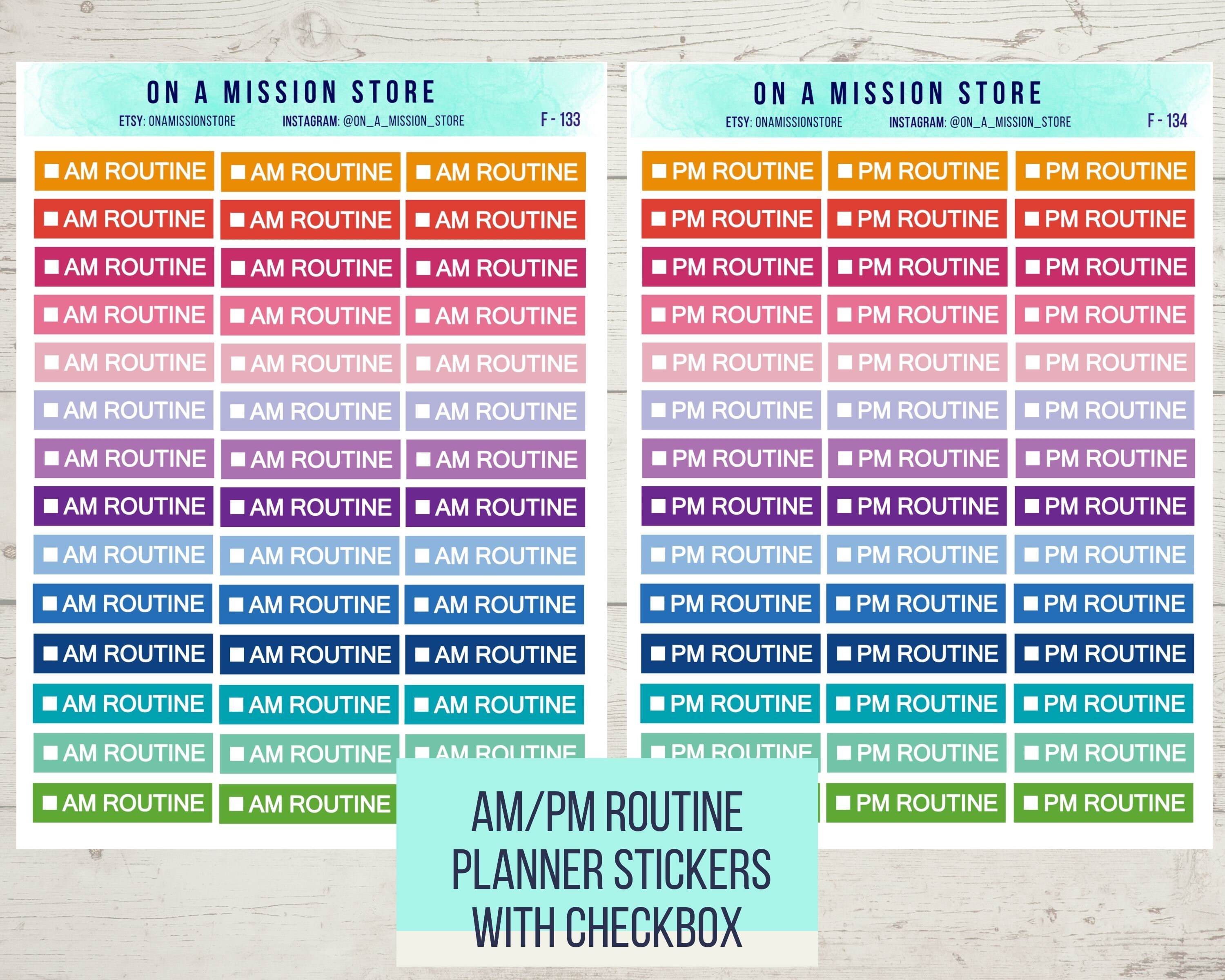 AM Routine Stickers Morning Routine Stickers PM Routine | Etsy
