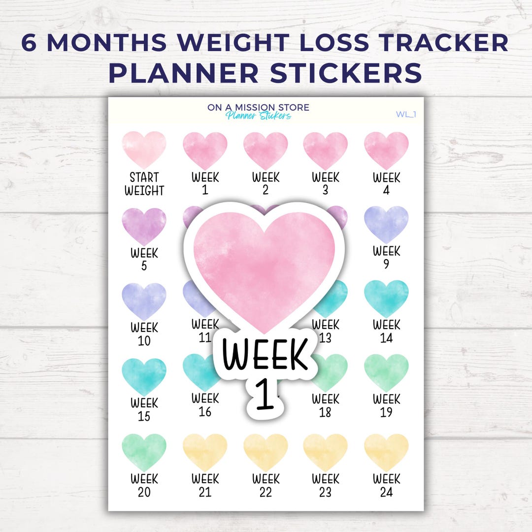 Weight Loss Tracker Planner Sticker Sheet, Weekly Measurement, Fitness ...