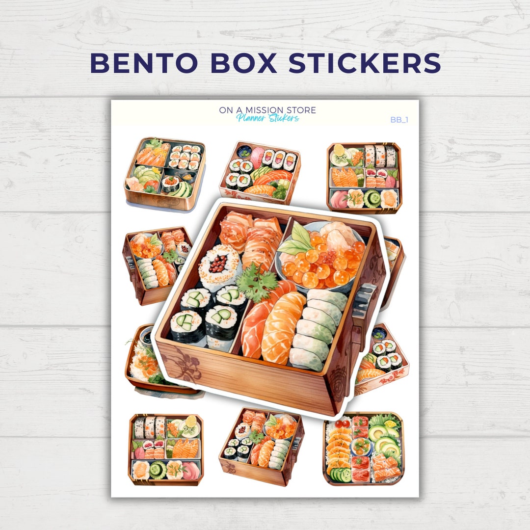 Bento Box Stickers, Asian Food Stickers, Sushi Stickers, Lunch Box ...