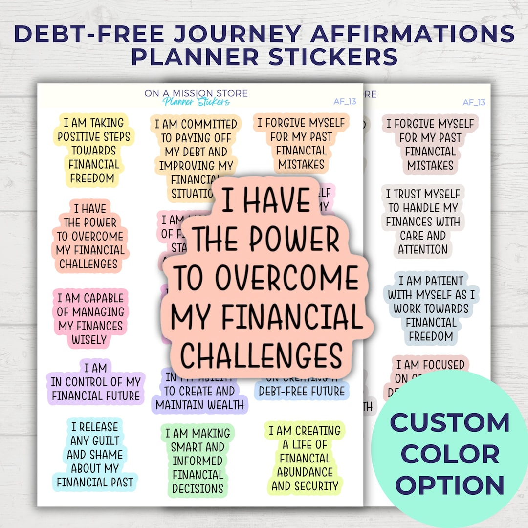 Debt Free Affirmation Planner Stickers, Financial Freedom, Money ...