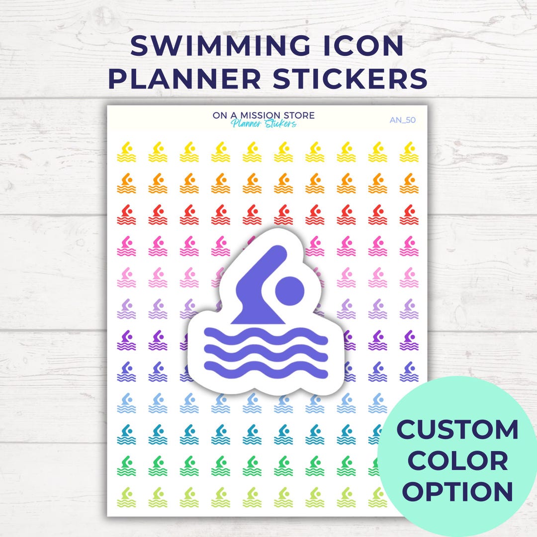 Swimming Icon Planner Sticker Sheet, Swimming Lesson, Swim Practice ...