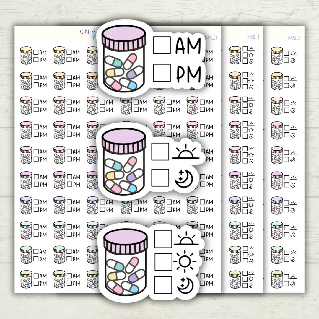AM PM Medication Stickers, Pill Bottle Stickers, Take Meds, Medical ...