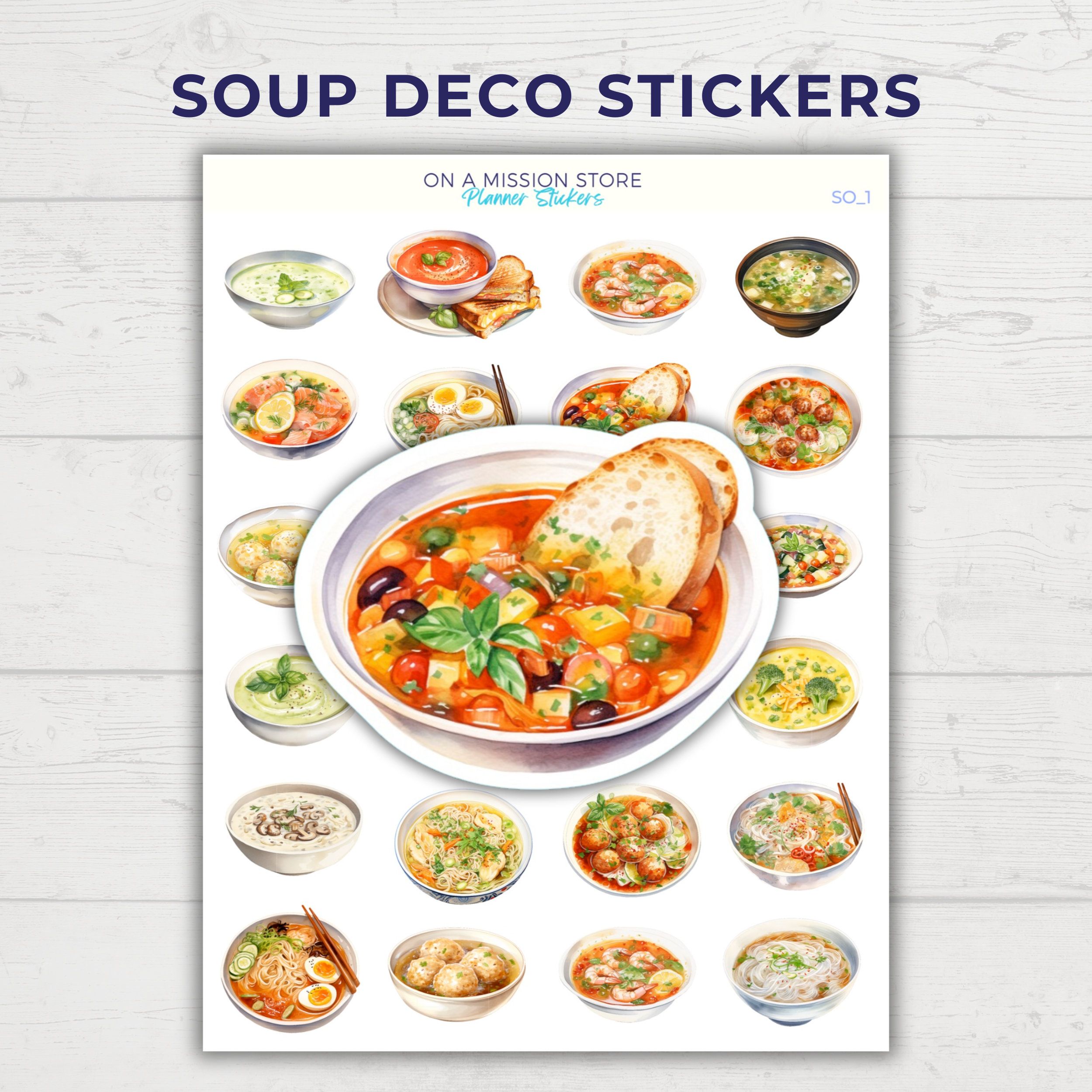 Soup Stickers, Comfort Food Stickers, Soup Lover Gift, Meal Planner ...