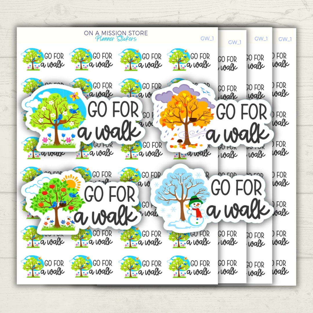 Walking Stickers, Go for a Walk Stickers, Exercise Stickers, Health ...
