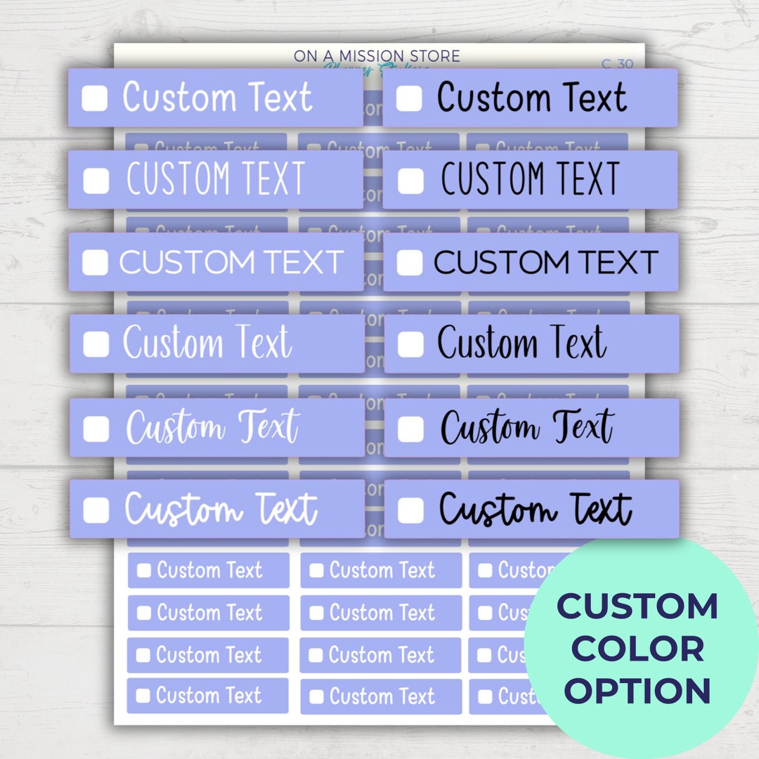 Custom Text Stickers, Custom Checklist, Personalized to Do Planner ...