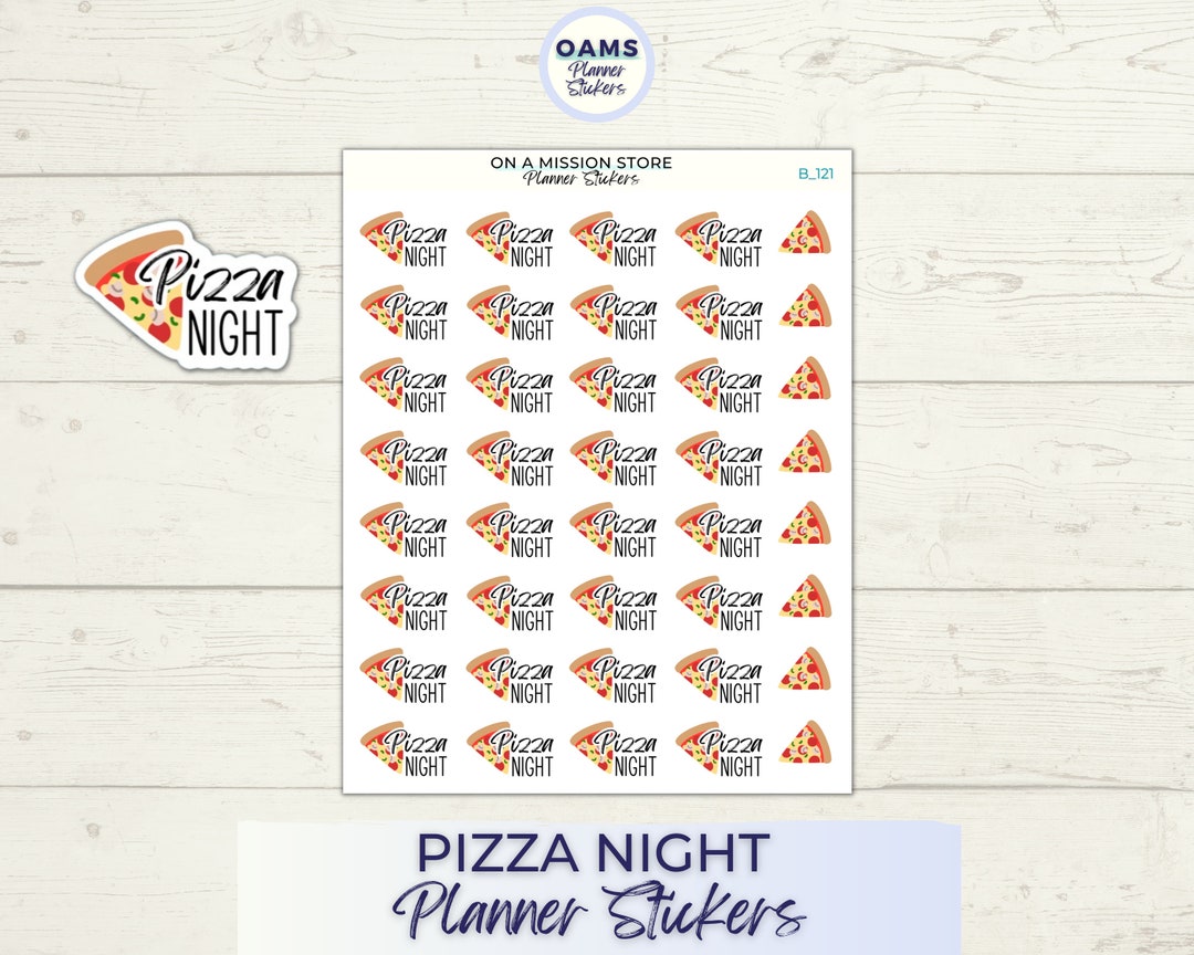 Pizza Night Stickers, Meal Stickers, Planner Stickers, Food Stickers ...
