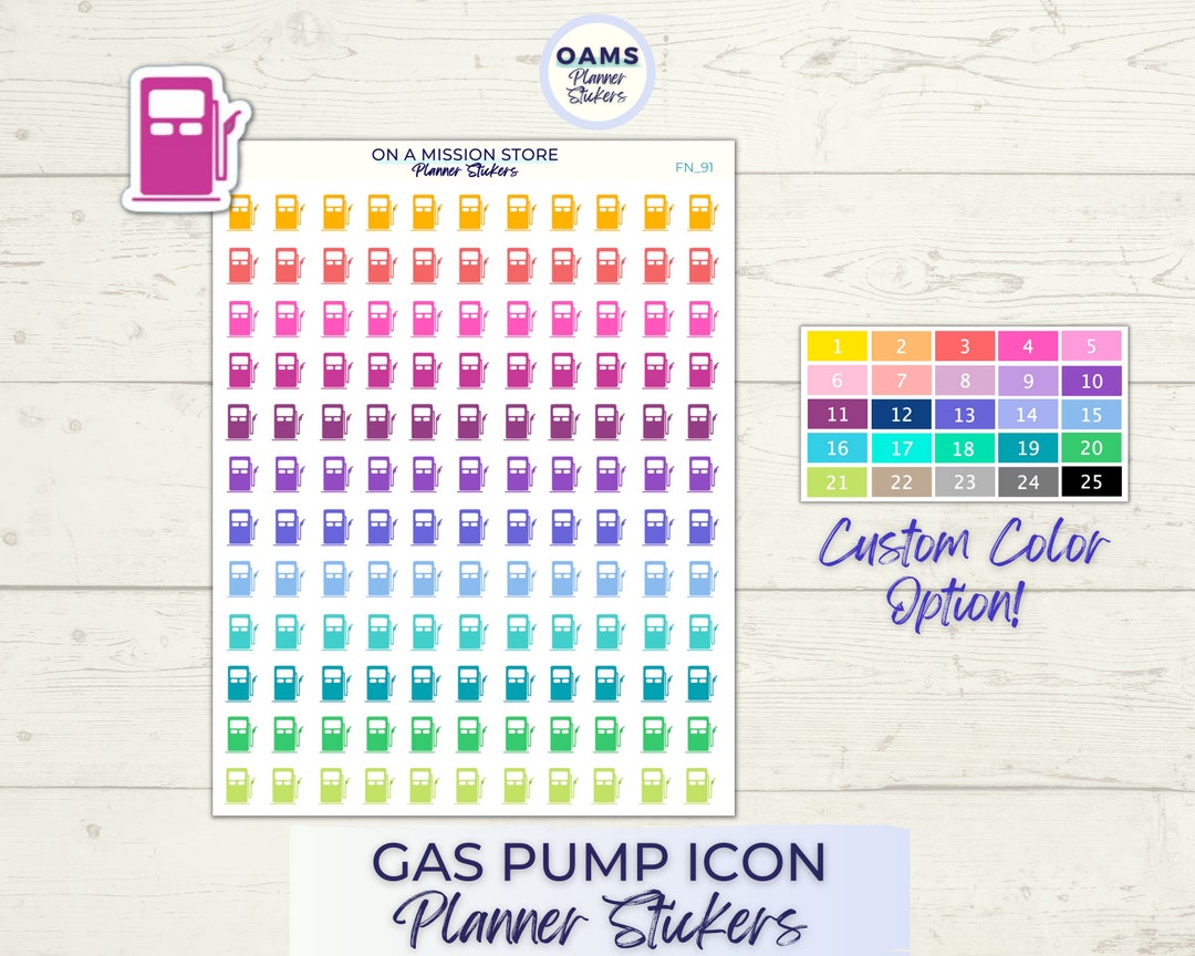 Gas Icon Sticker, Gas Fill up Sticker, Gas Station Stickers, Icon ...