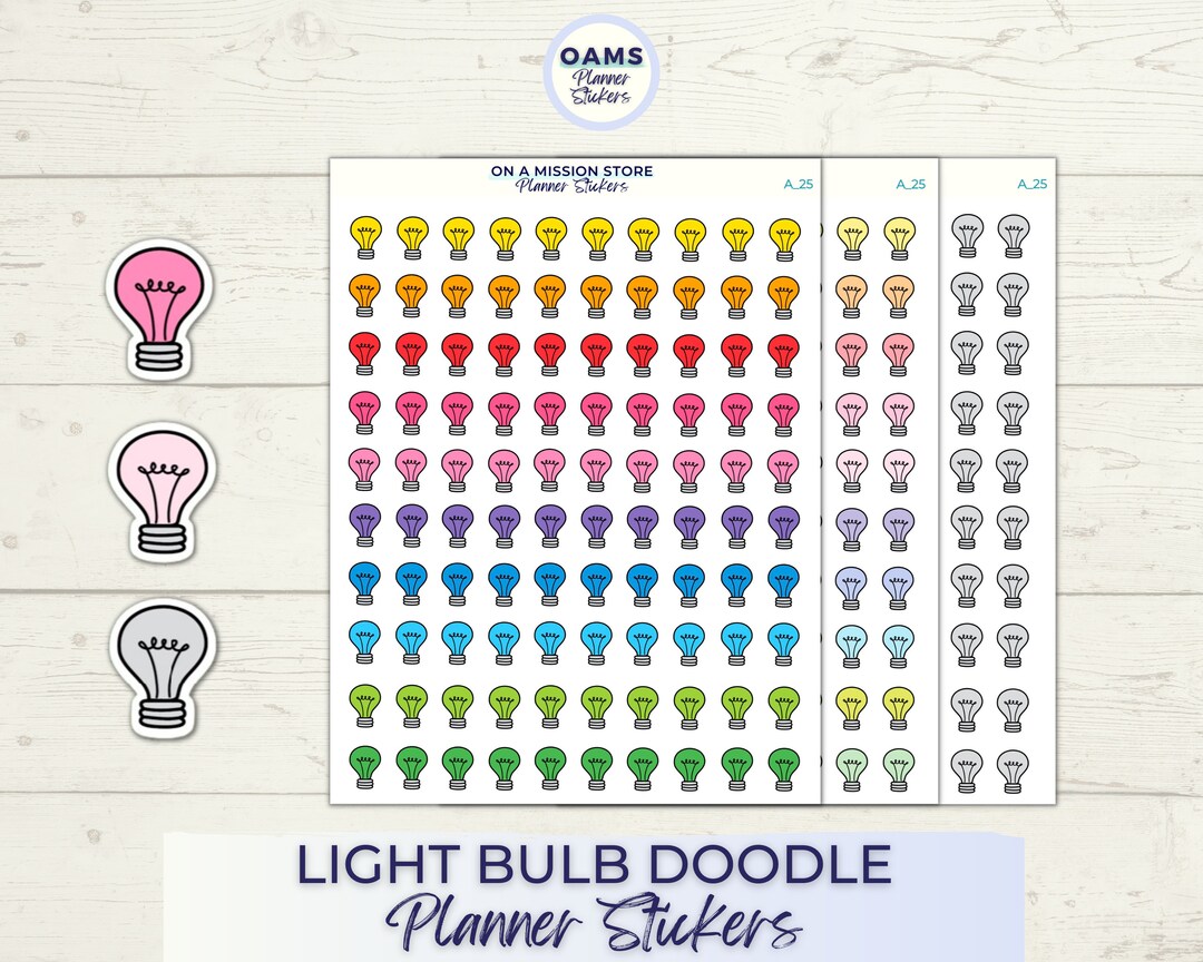 Light Bulb Stickers, Idea Stickers, Cute Planner Stickers ...