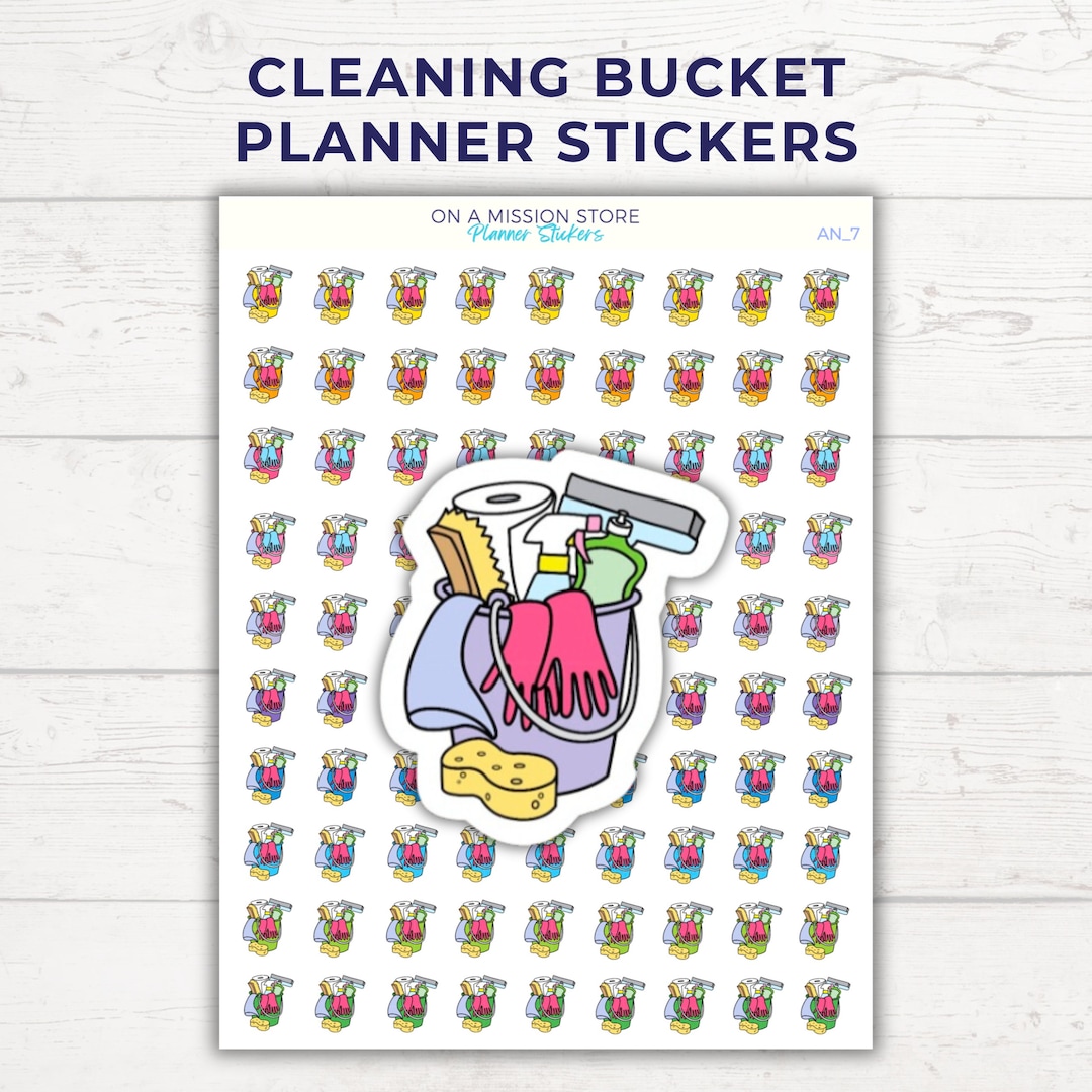 Cleaning Bucket Stickers, Chore Planner Stickers, Cleaning Reminder ...