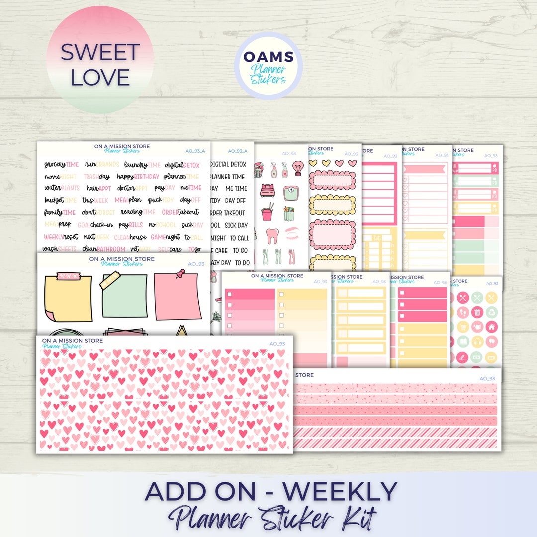 Weekly Sticker Kit Add On, Weekly Planner Kit, Erin Condren Hourly ...
