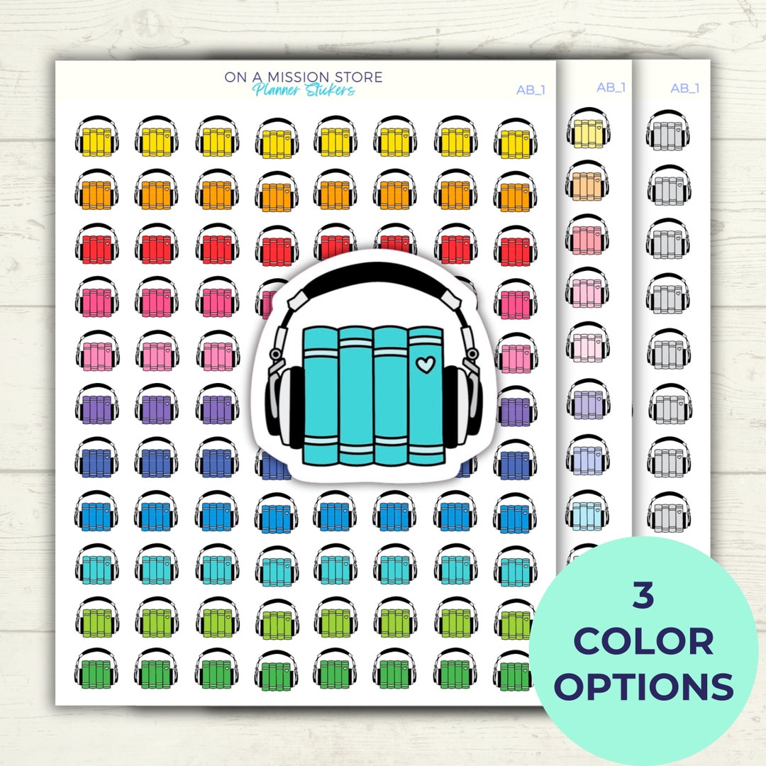 Audiobook Stickers, Audio Book Stickers, Reading Stickers, Headphone ...
