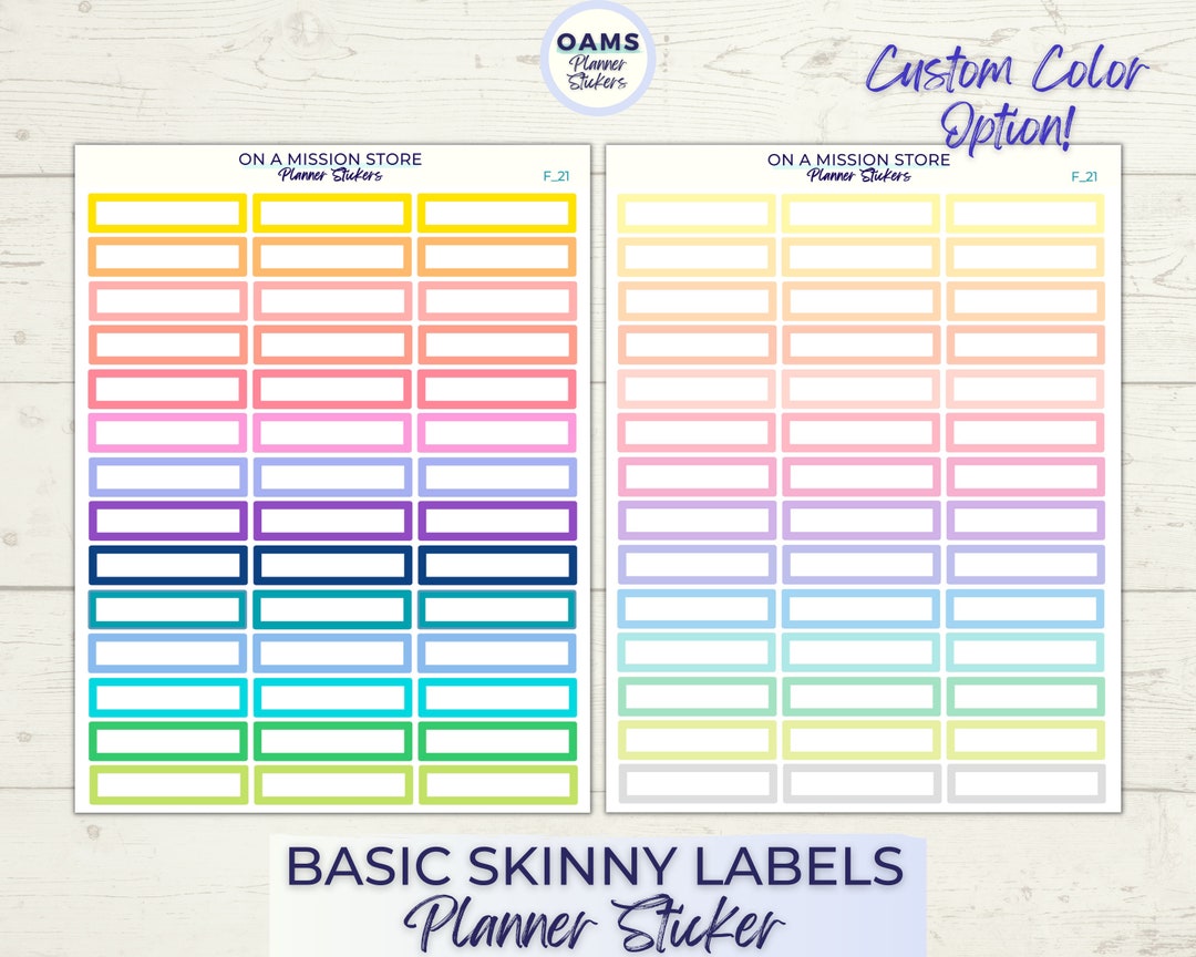 Skinny Label Planner Stickers: Minimal Functional Stickers - Etsy