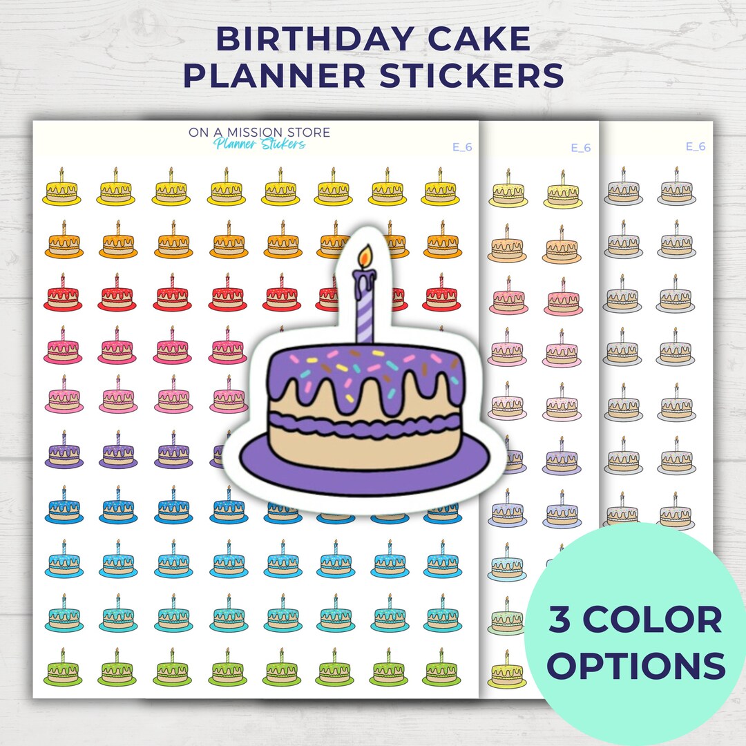 Birthday Cake Planner Stickers, Cute Functional Stickers - Etsy