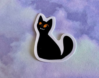 Crazy Black Cat Vinyl Sticker - Etsy
