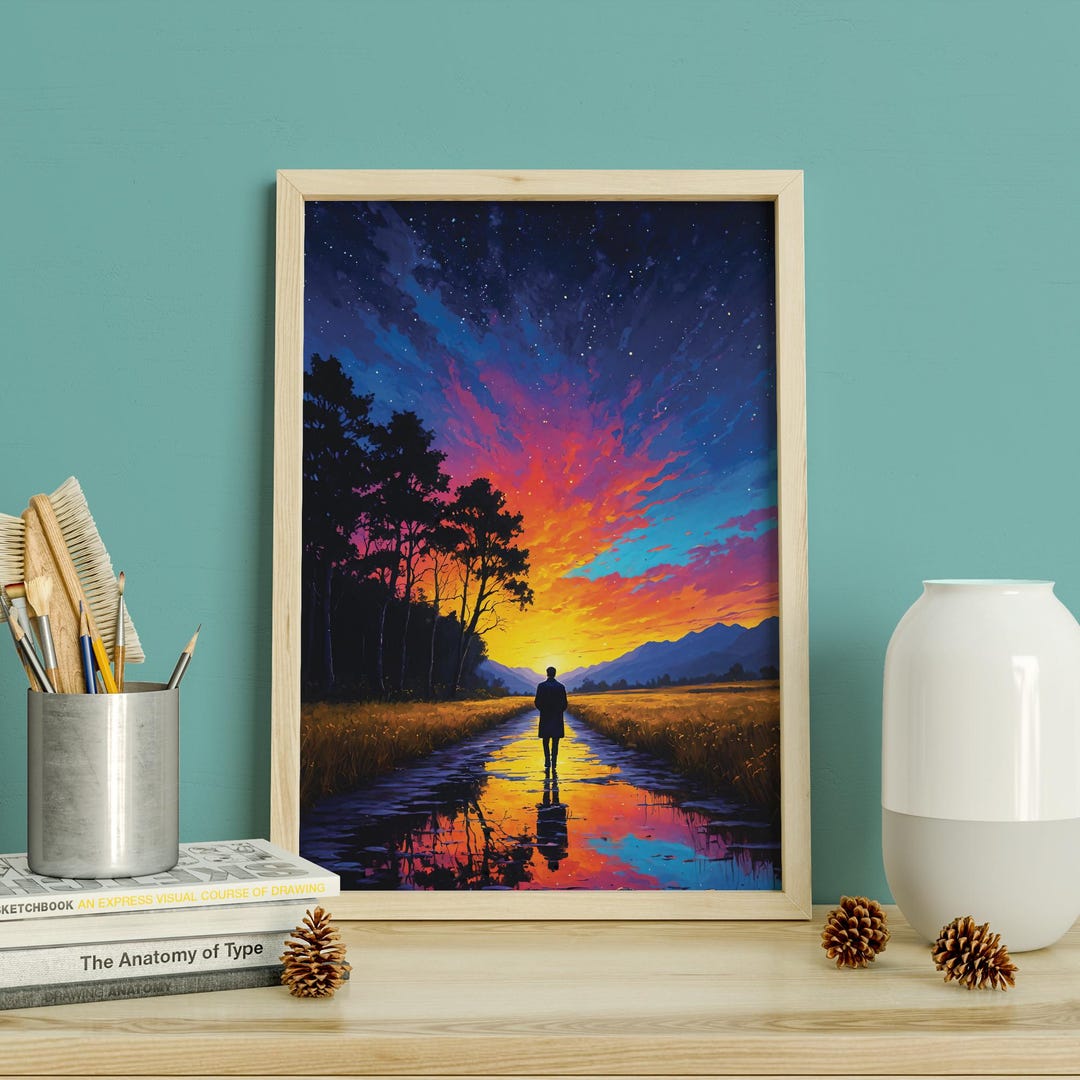 Abstract Sunset Art - Silhouette Figure - Modern Wall Decor - Canvas ...