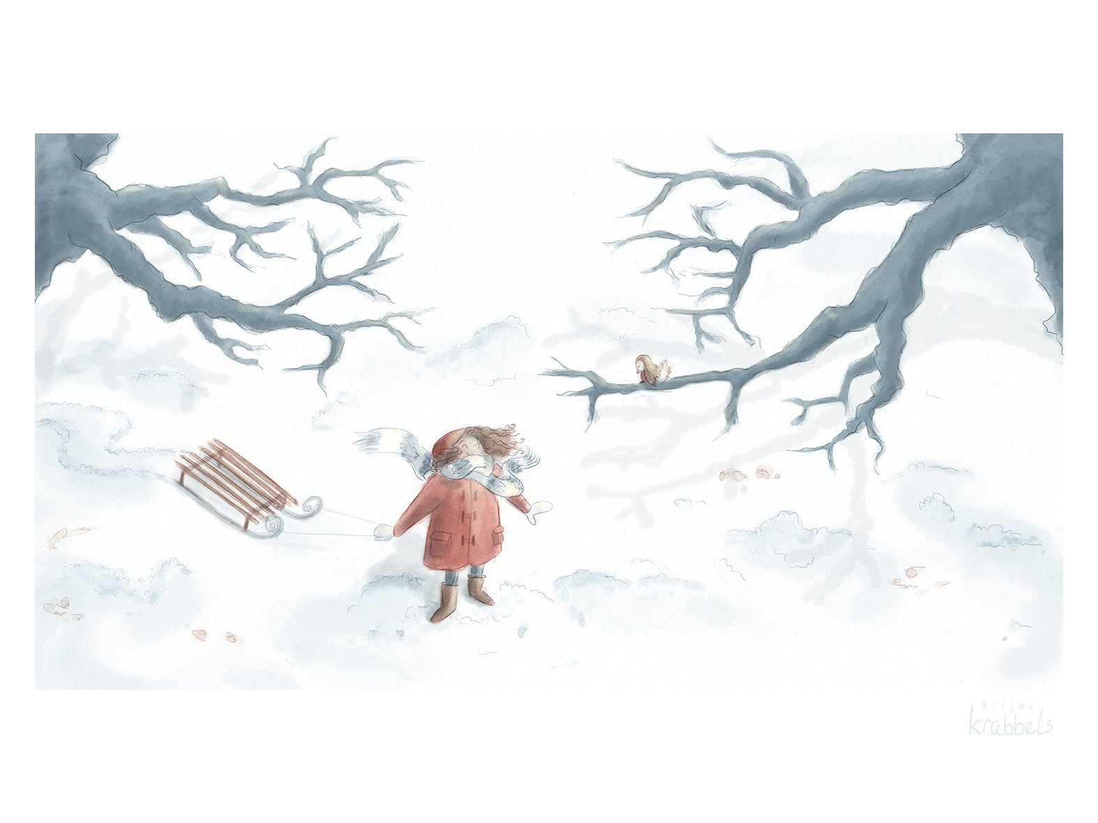 Winter Wandeling A4 & A3 Prent - Etsy