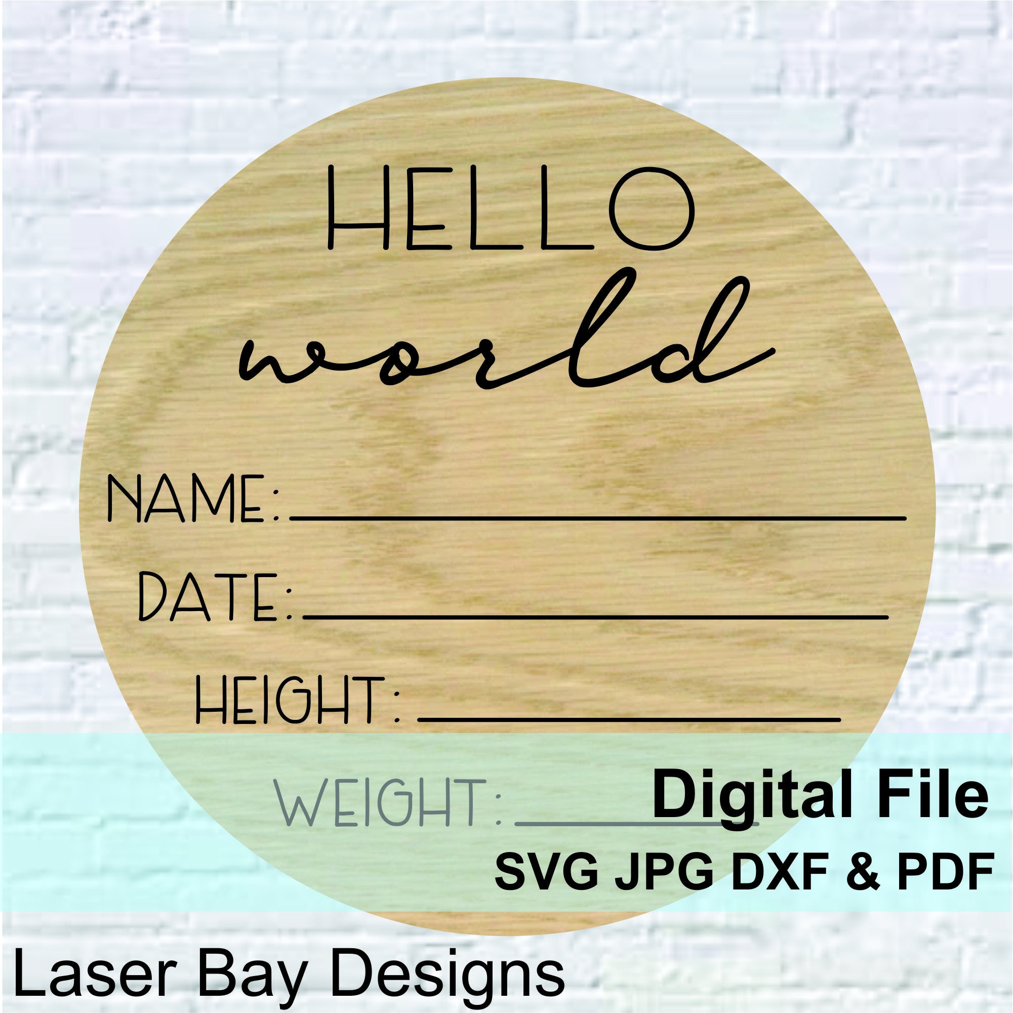 Hello World Sign Digital Cut File Laser Wood Cutting Svg Pdf Jpg Dxf ...