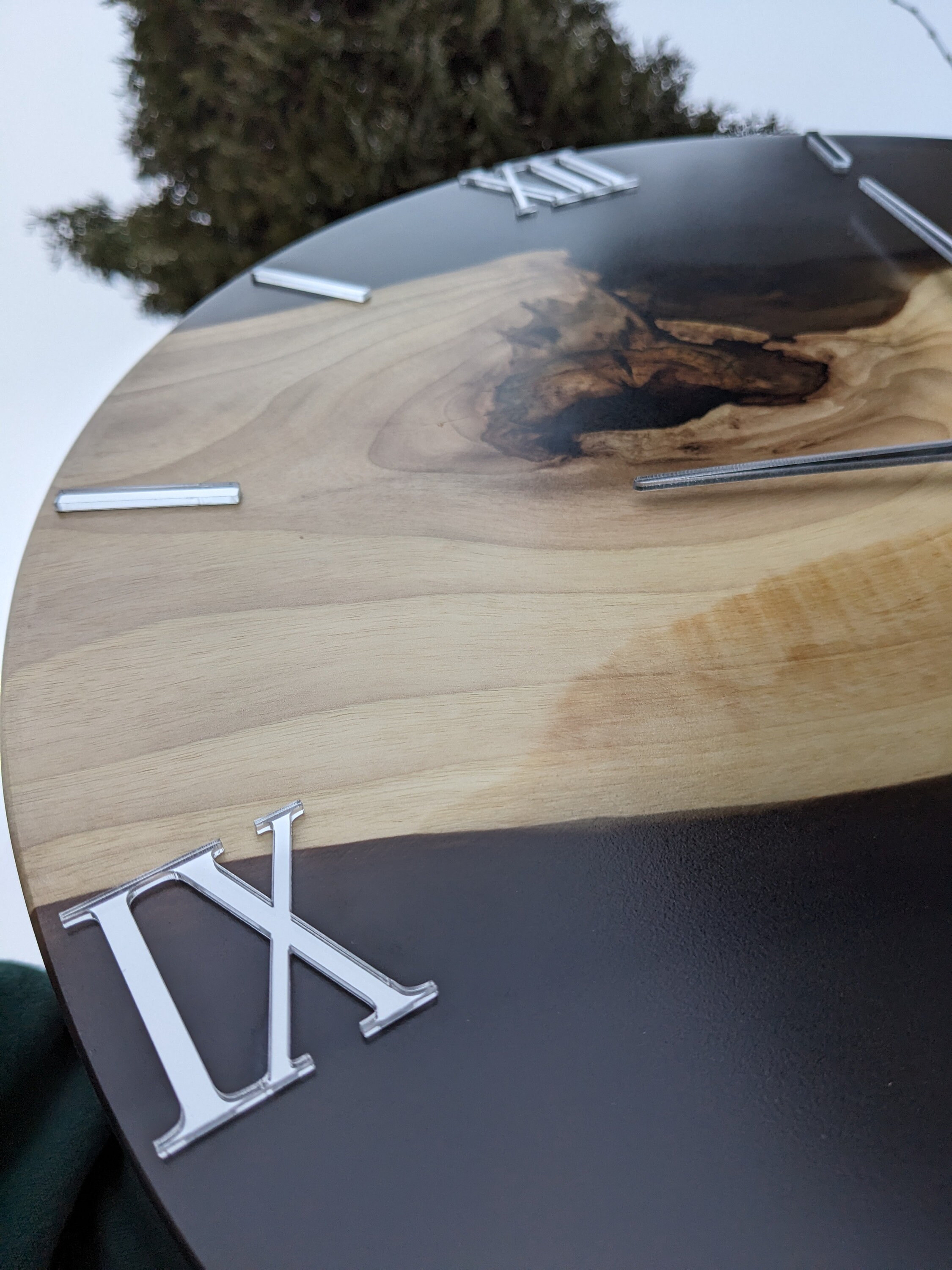 Handmade Walnut Wood Wall Clock With Black Resin & Acrylic Numbers - Etsy