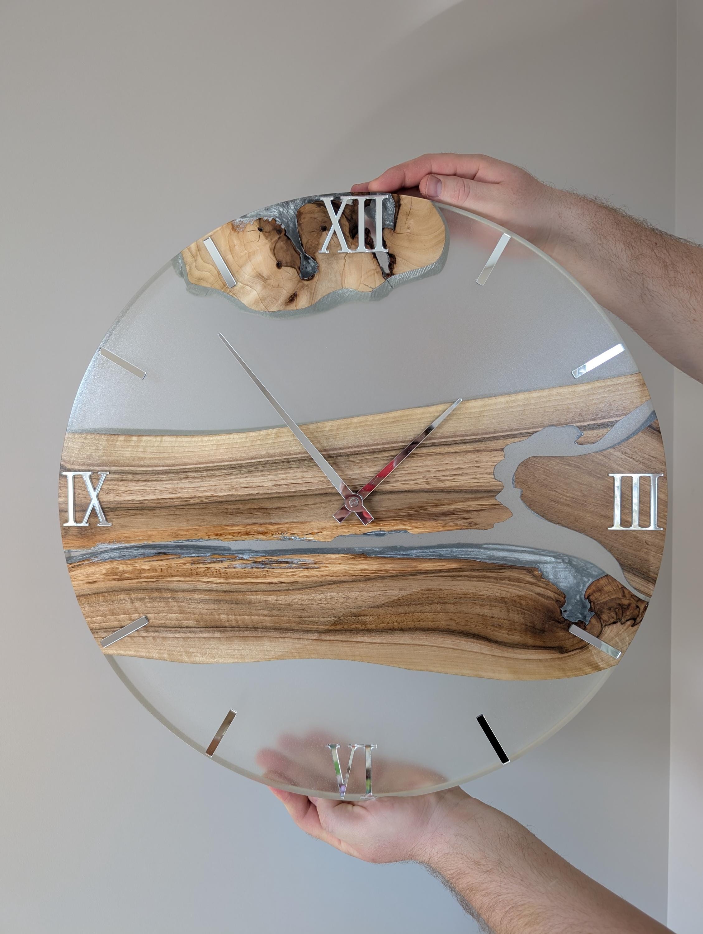 Epoxy Resin Wall Clock: Large Transparent Wood Decor - Etsy