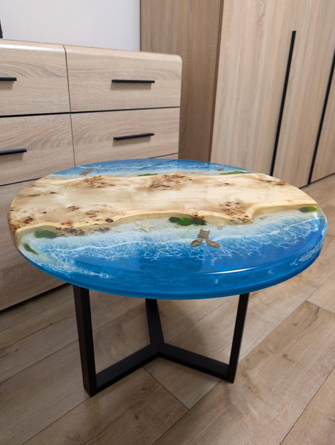 Handmade Epoxy Resin Coffee Table: Ocean Design, Metal Legs - Etsy