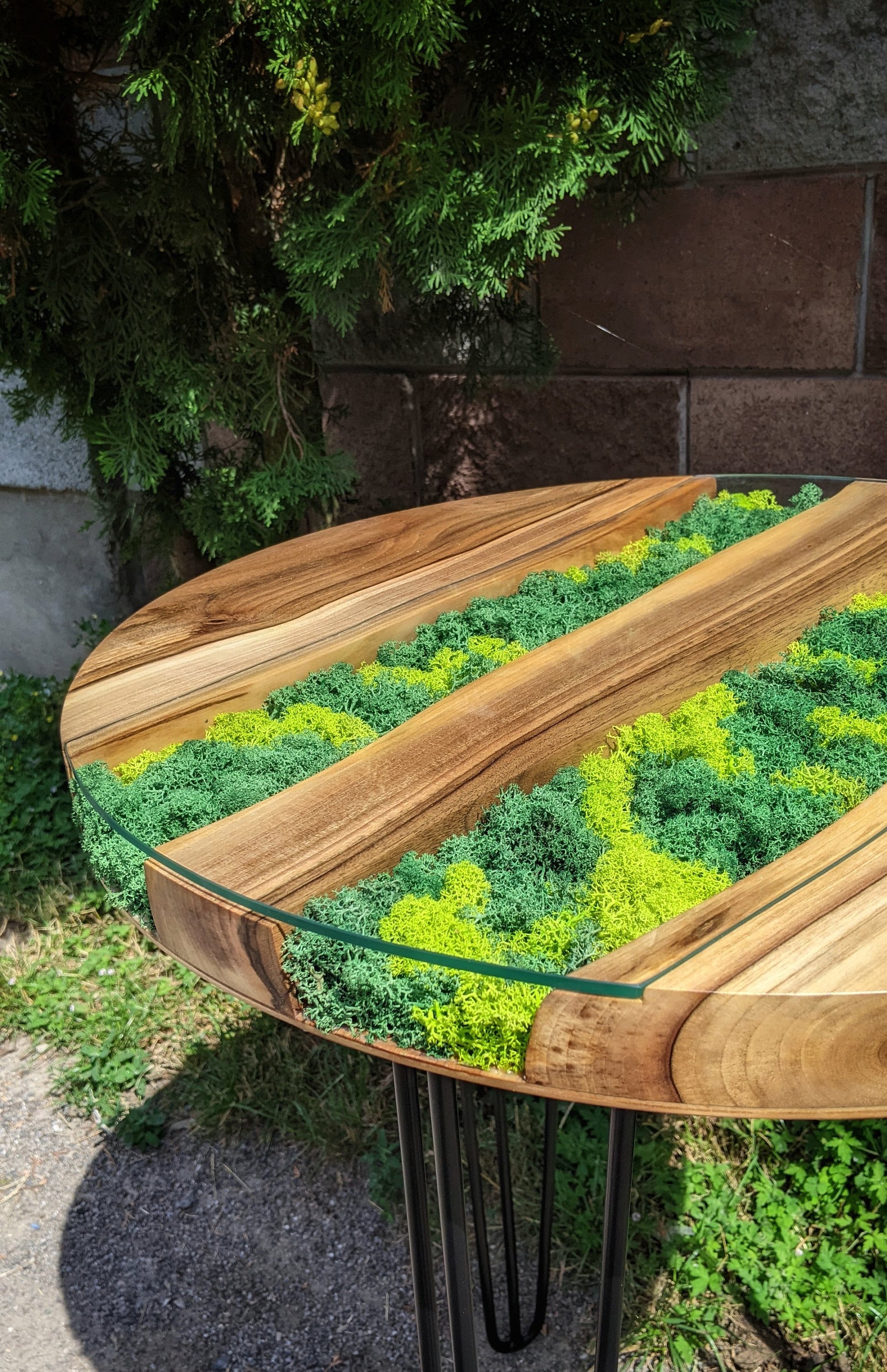 Scandinavian Coffee Table, Round Wood Coffee Table, Moss Table, River ...