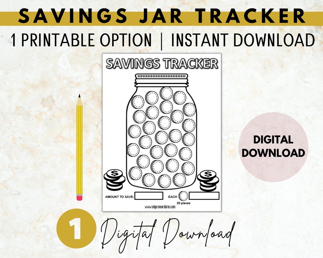Savings Tracker Printable | Savings Jar Emergency Fund | Savings Visual ...
