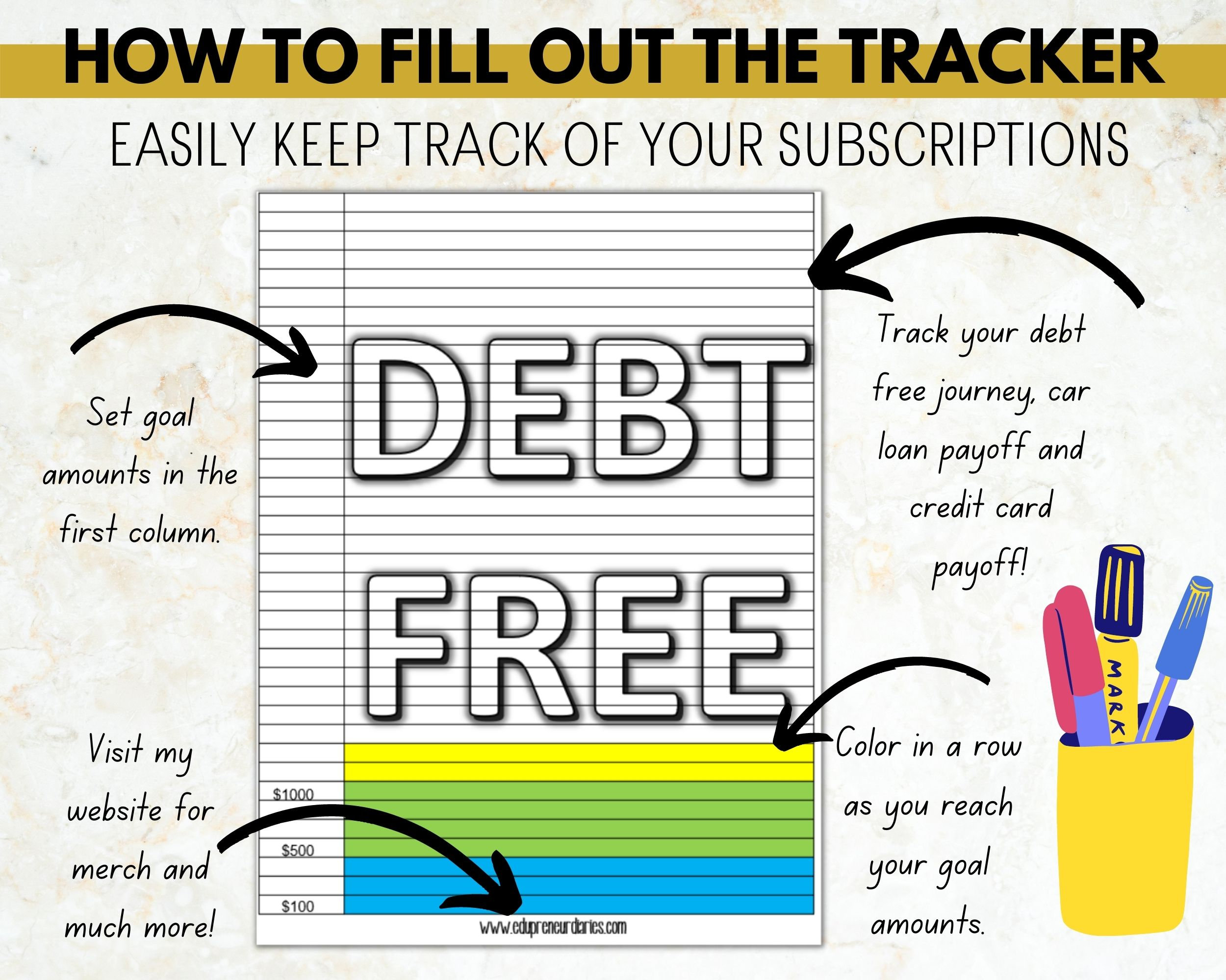 FREE | Debt Free Chart Trackers | Debt Free Visual Charts | Instant ...