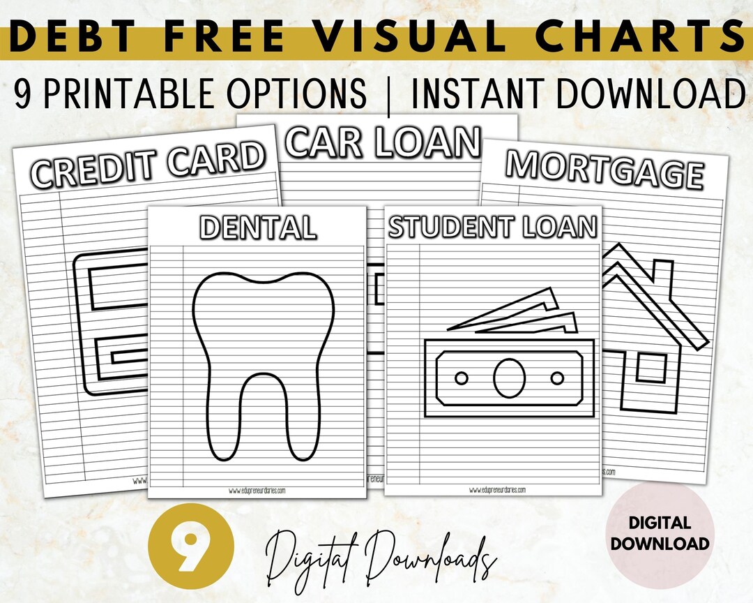 Debt Free Visual Charts Bundle | Debt Free Savings Tracker Bundle | 9 ...