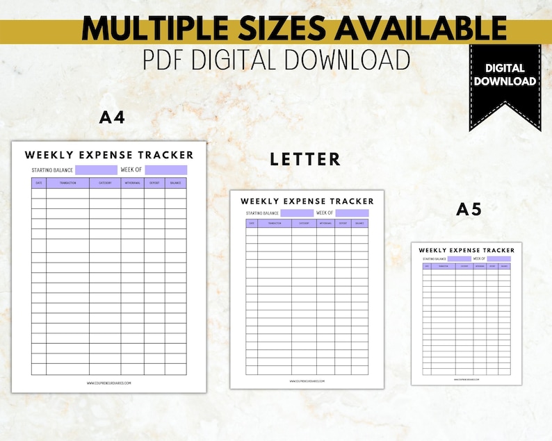 Weekly Expense Tracker Printable | Expense Tracker for Budgeting ...