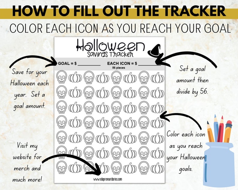 Halloween Savings Trackers | Halloween Visual Chart | Digital Printable ...