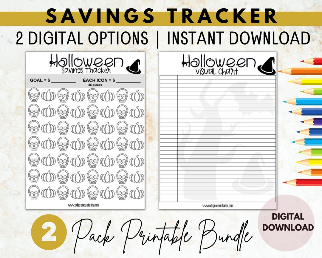 Halloween Savings Trackers | Halloween Visual Chart | Digital Printable ...