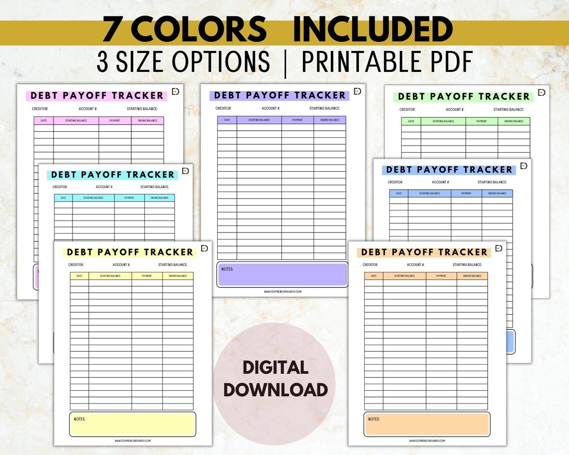 Debt Payoff Tracker Printable Debt Tracker for Budgeting Debt Repayment ...