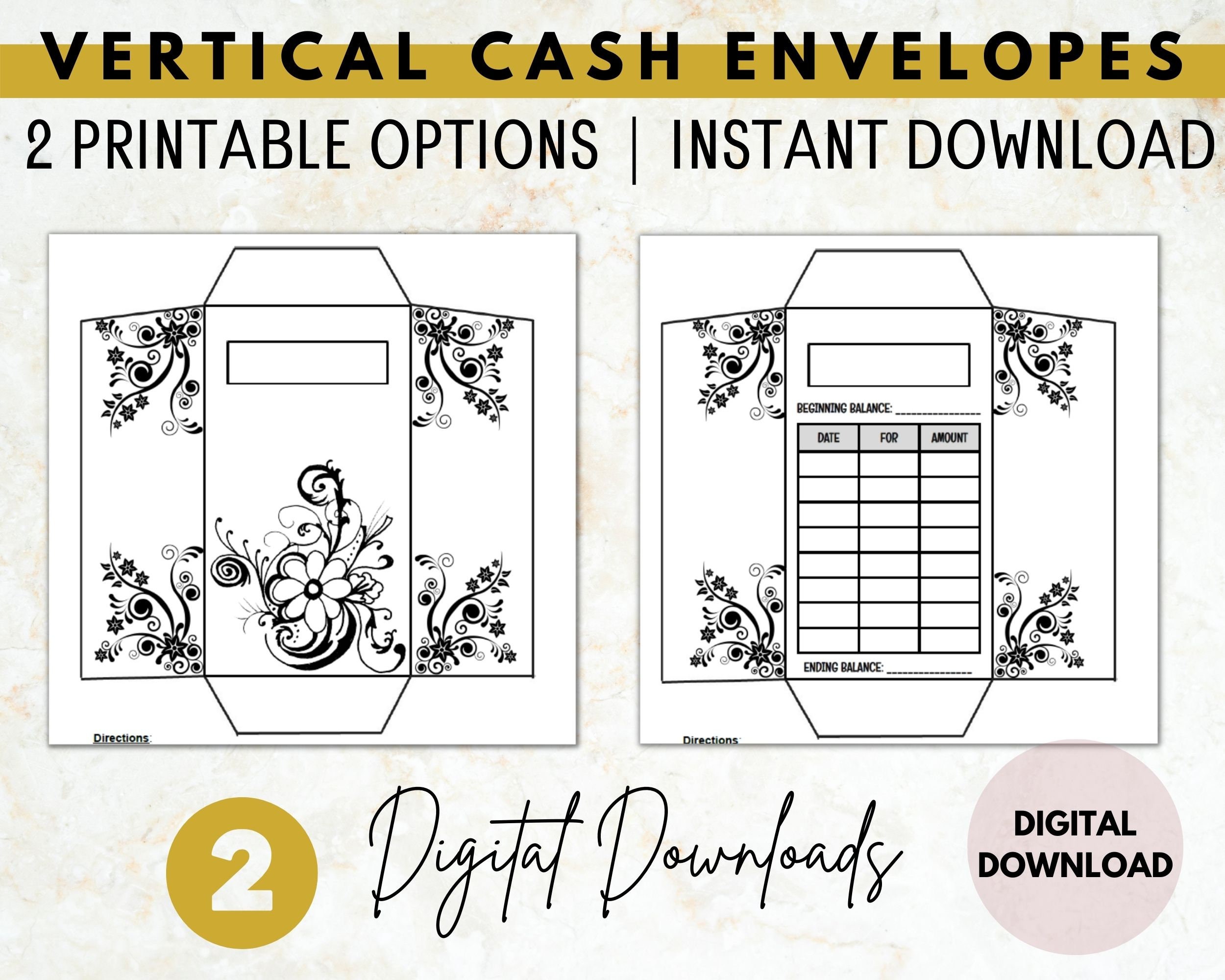 Vertical Cash Envelope Template | Cash Envelope Tracker With & Without ...