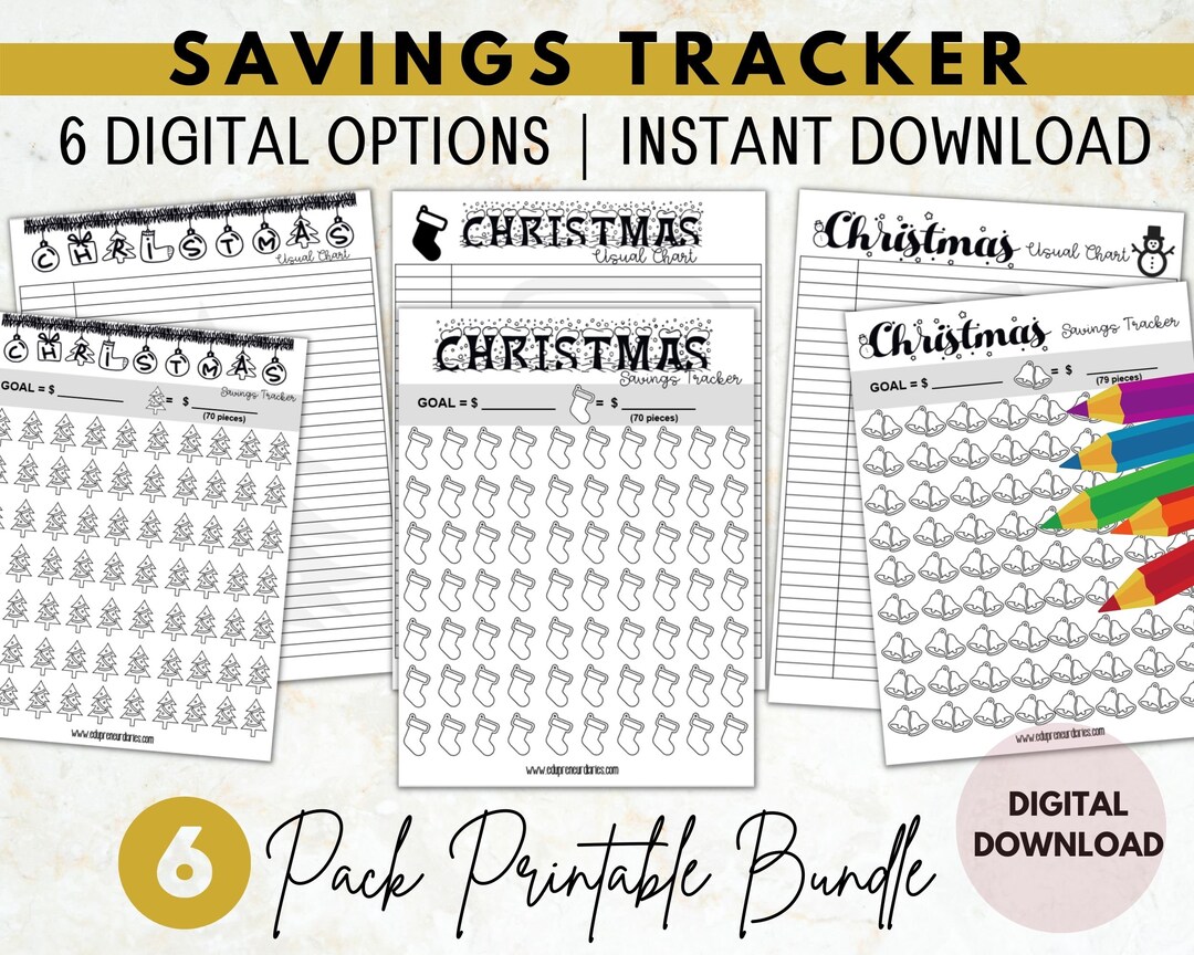 Christmas Savings Trackers | Christmas Visual Charts | Holiday Fund ...