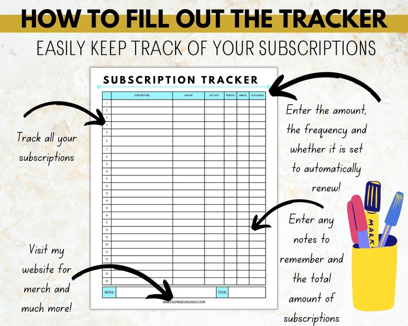 FREE | Subscription Tracker Printable | Subscription Logs | Planner ...