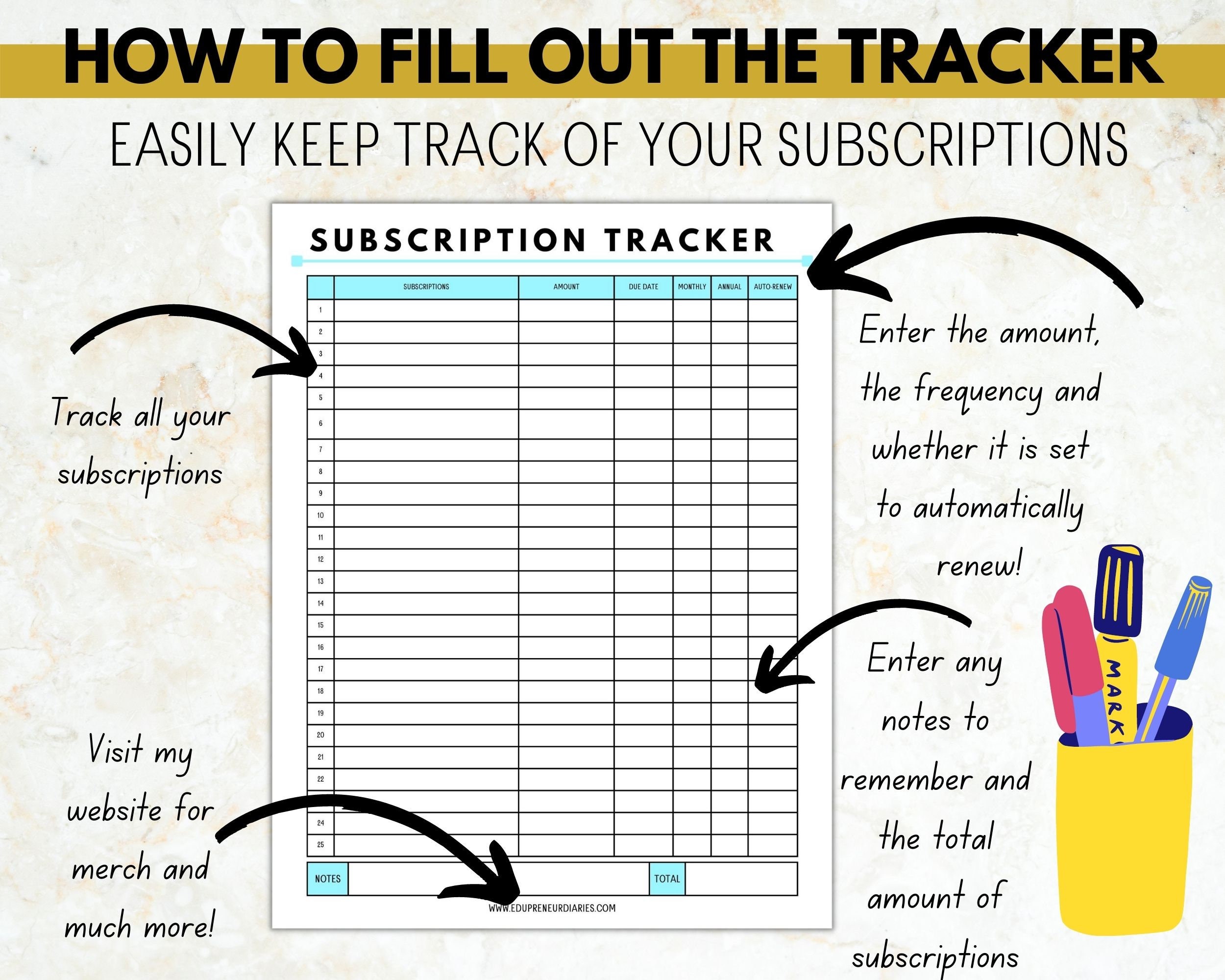 FREE | Subscription Tracker Printable | Subscription Logs | Planner ...