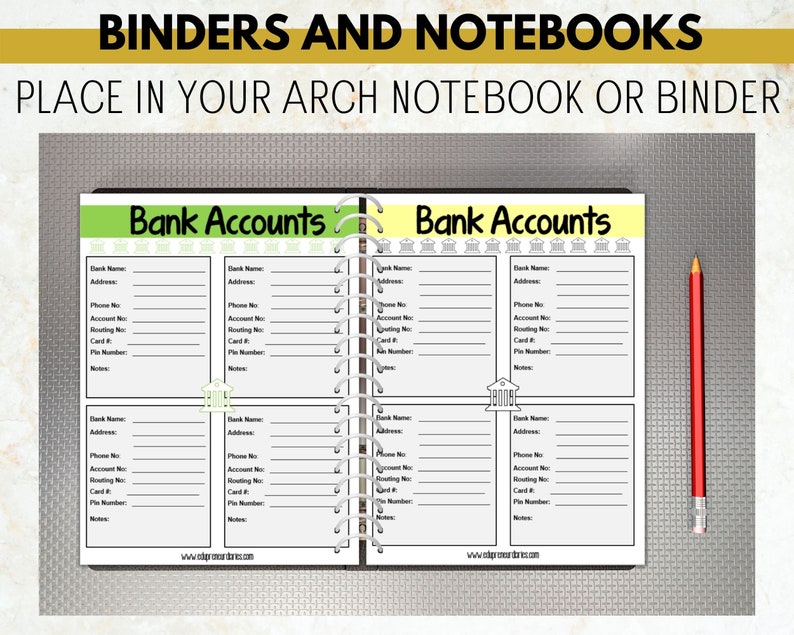 Bank Accounts Organizer | Bank Accounts Printable | Digital Download ...