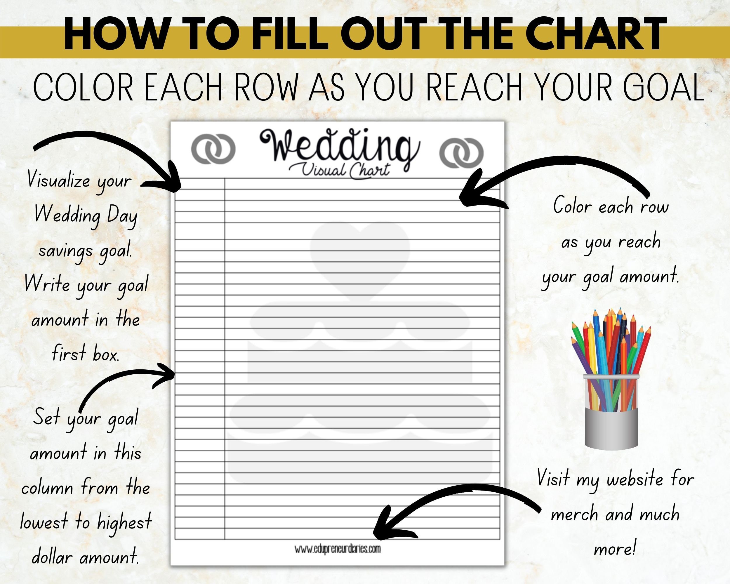 Wedding Savings Trackers | Wedding Visual Chart | Digital Printable ...