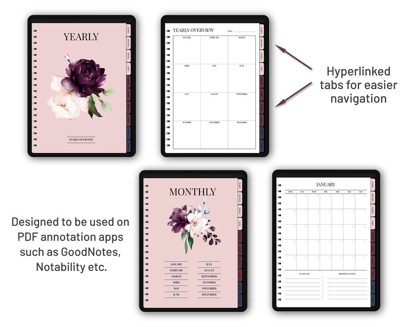 Undated Digital Planner for Goodnotes/notability With - Etsy
