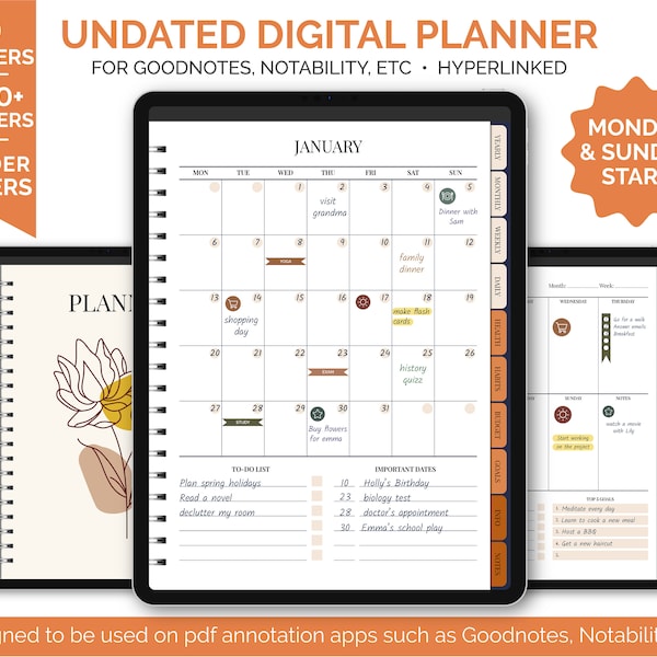 Undated Digital Planner - Etsy