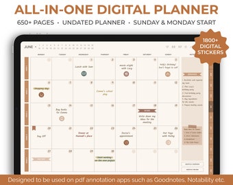 Undated Digital Planner for Goodnotes/notability Hyperlinked - Etsy