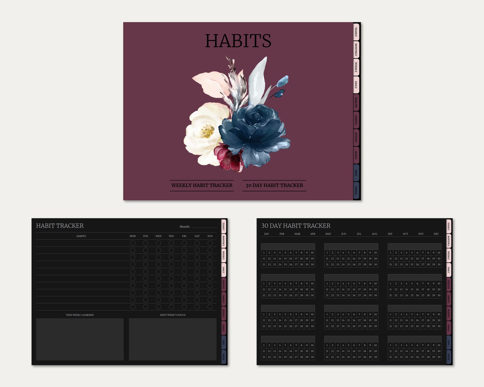 Undated Dark Mode Digital Planner for Goodnotes/notability - Etsy