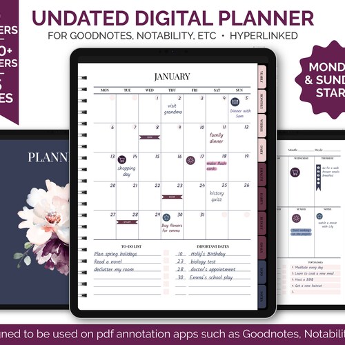 Undated Dark Mode Digital Planner for Goodnotes/notability - Etsy