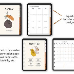 Undated Digital Planner for Goodnotes/notability, Hyperlinked Digital ...