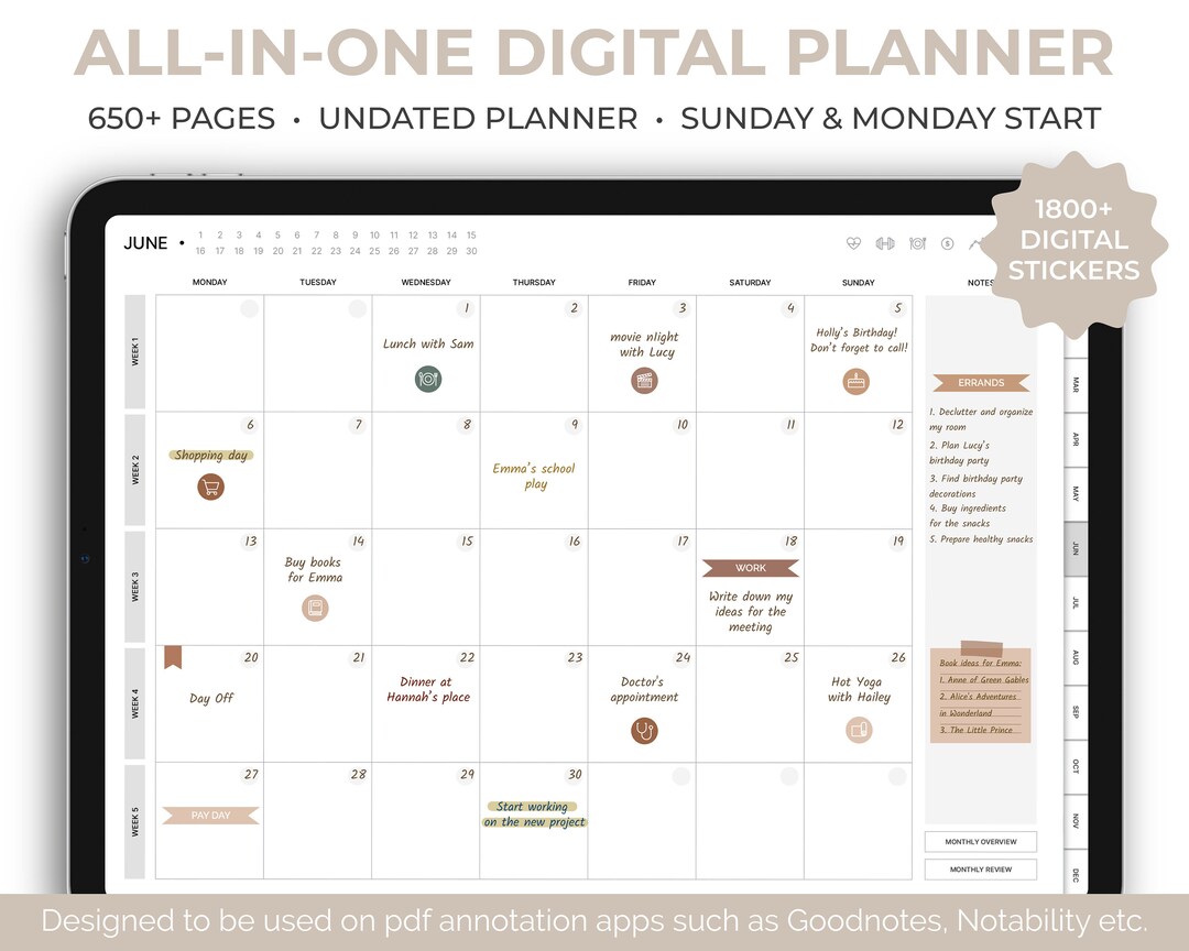 Ultimate Undated Digital Planner, Goodnotes/notability Digital Planner ...