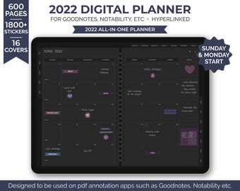Undated Dark Mode Digital Planner for Goodnotes/notability | Etsy