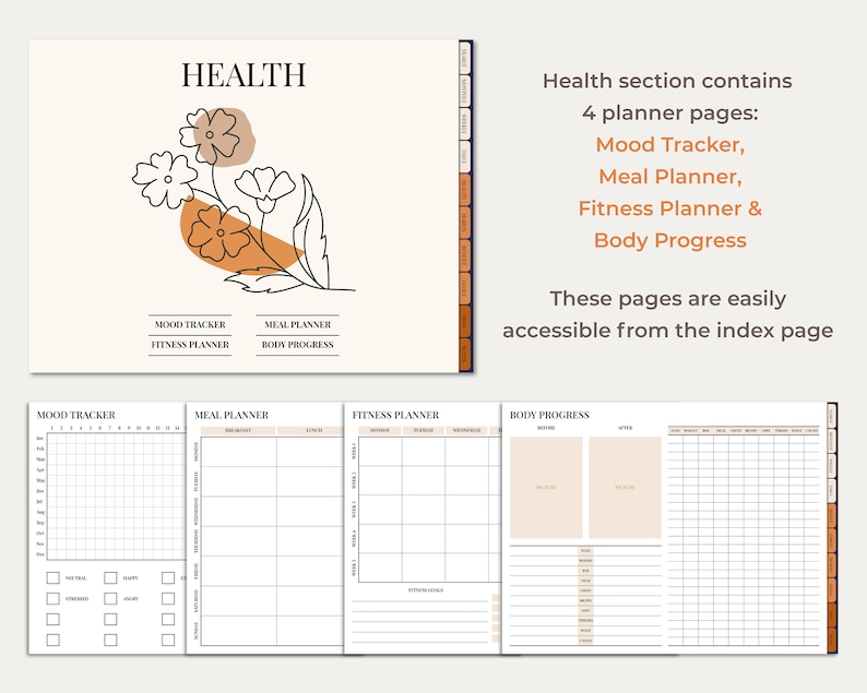 Undated Boho Digital Planner Horizontal Planner for - Etsy
