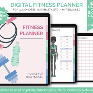Digital Fitness Planner for Goodnotes, Notability | Hyperlinked Workout ...